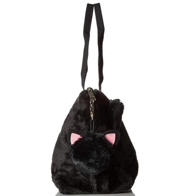 Cute Cat Purse For Girls Black Detachable Cat Pom Tote Bag Kids Bag ...