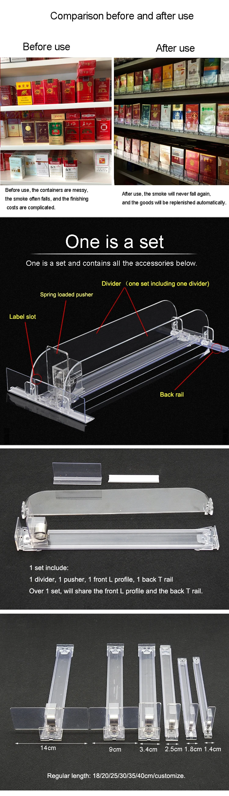 Adjustable Material Plastic Shelf Divider And Spring For Supermarket ...