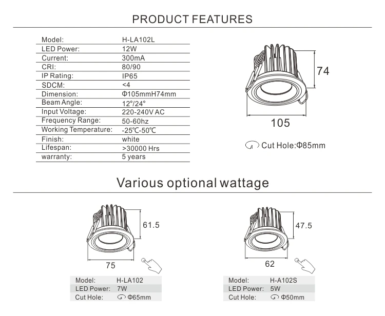Mini 1w 3w 4w 4 3 Inch Trimless Recessed 85mm 65mm 55mm Cutout Price ...