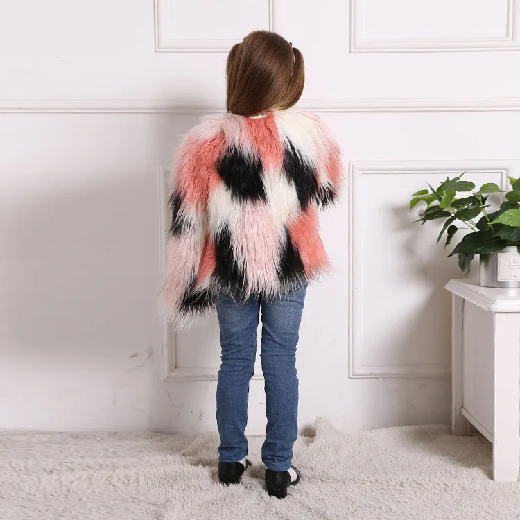 Winter Children Clothing Girls Outwear Jacket Furry Plush Fluffy Faux ...