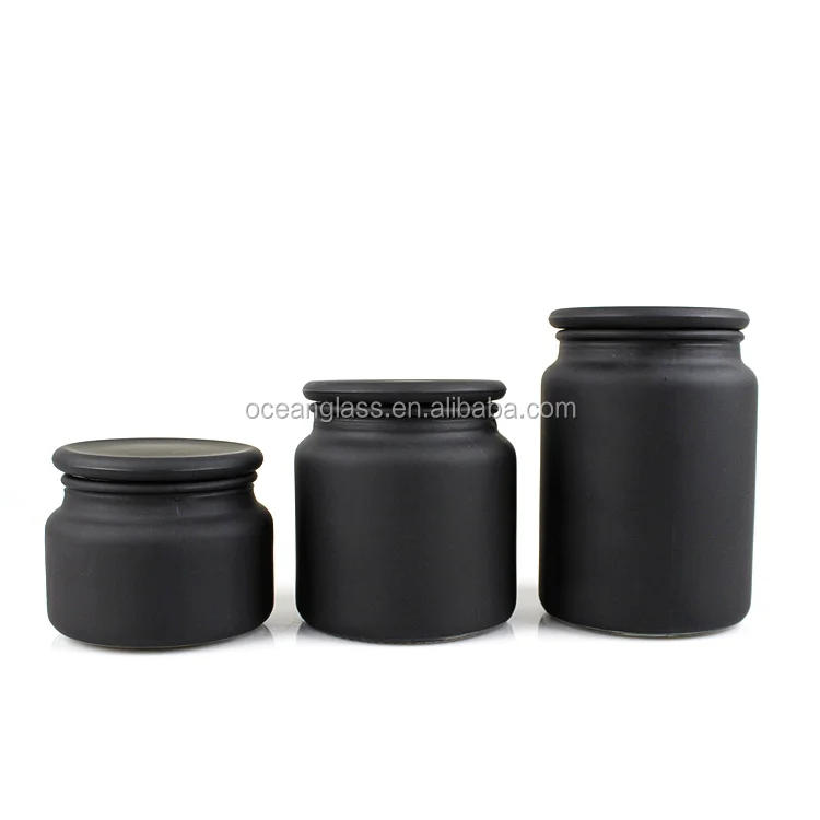 300ml 10oz Empty Frosted Matte Black Glass Candle Jar Candle Container ...