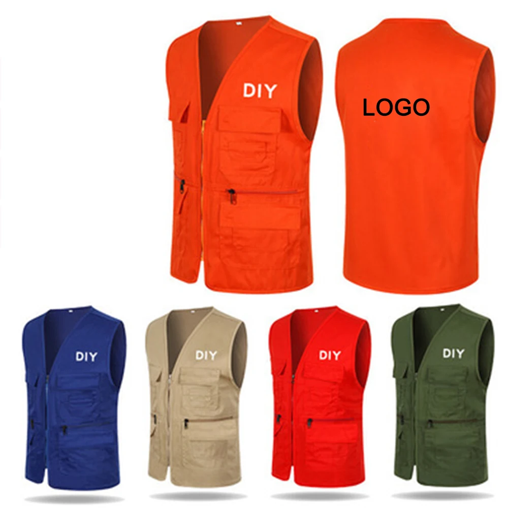 Mens Photography Multi Pocket Advertising Vest Custom Volunteer Work ...