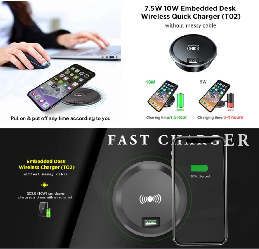 New Design Office Desk Built In Desk Wireless Charger,Wireless Charging ...