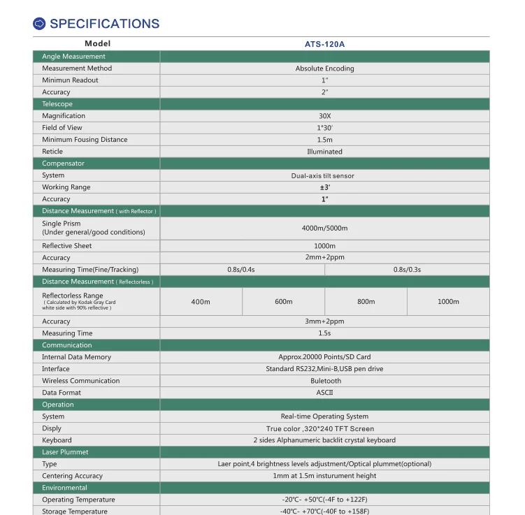 SUNWAY ATS-120A Total Station - Precision Surveying Instrument