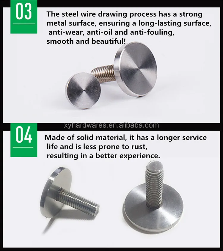 Double Head Stainless Steel Decorative Standoff Screw Glass Sign Holder ...