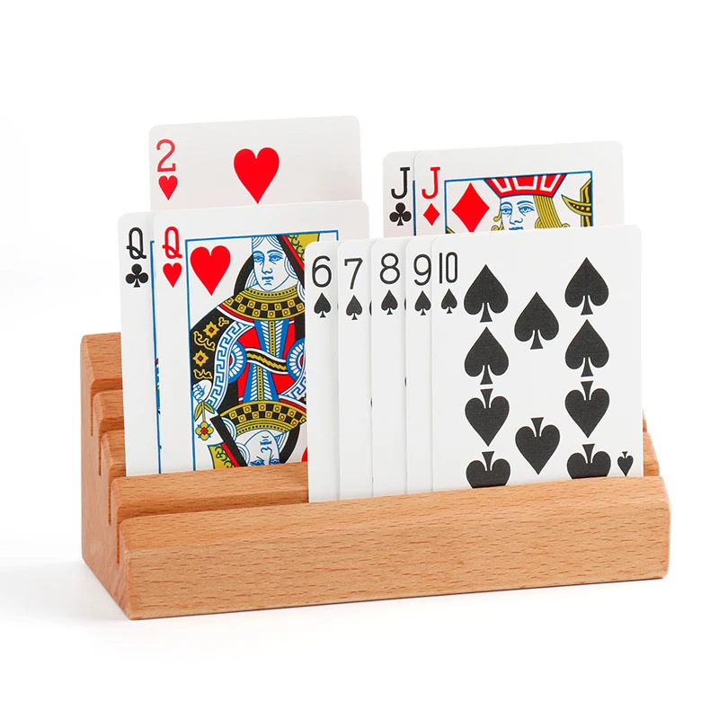 Natural Wood Playing Table Card Holder Poker Bridge Holders