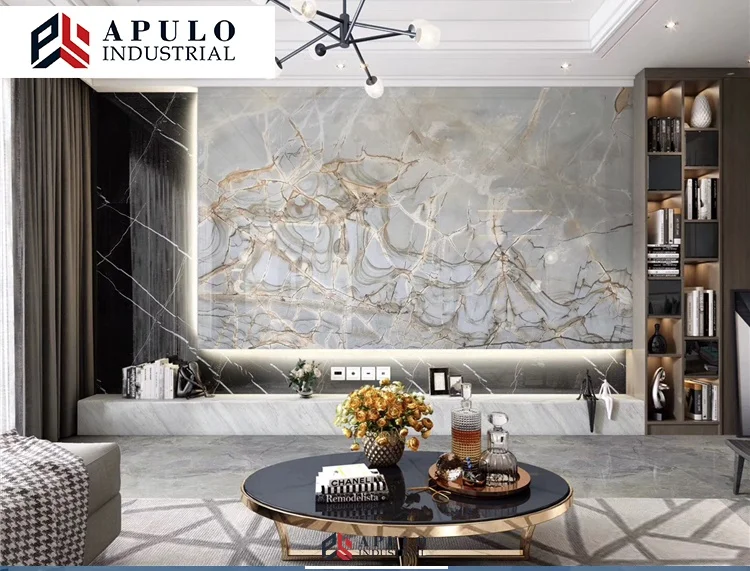 Luxury Imperial Roma Blue Quartzite & Golden Leaf Onyx Marble Slabs for ...