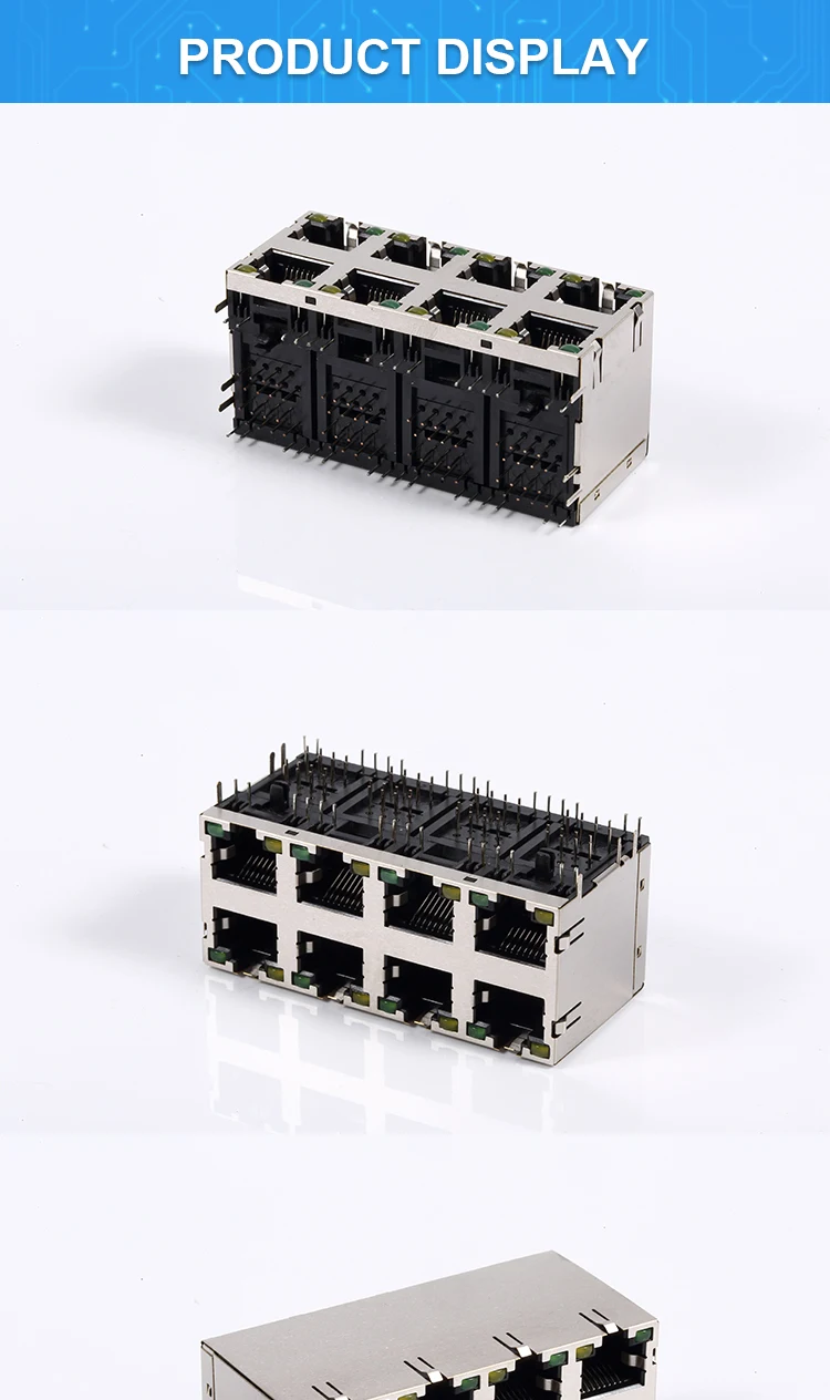 Network Interface Dual Row Rj45 Connector Socket 2*4 8 Ports With ...