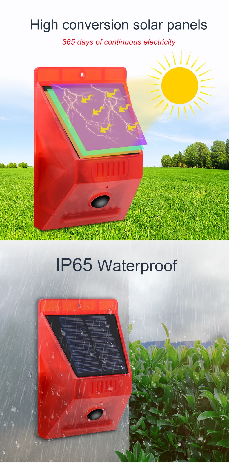 Wireless Solar Rf Remote Alarm Siren Solar Power Outdoor Sound Light ...