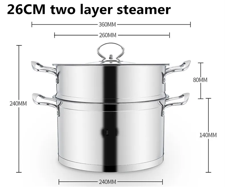 Stainless Steel Double Three Layers Large Capacity Noodle Food Cooking ...