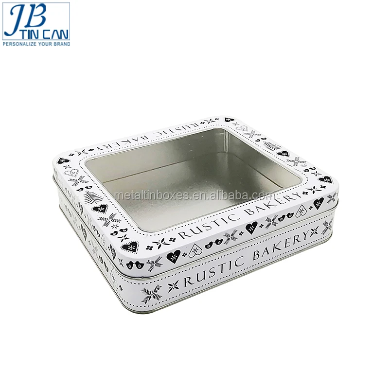 metal square packaging gift tin box with round clear window - 动态图库网