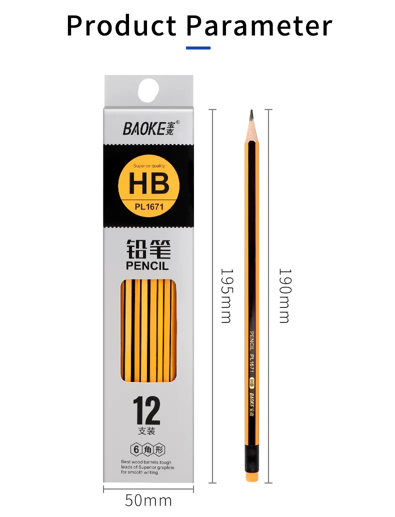 Hexagonal HB Pencil with Eraser - Ideal for Office & School