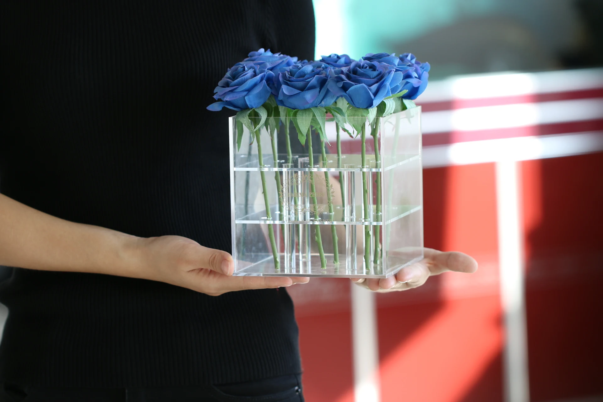 Perspex Preserved Fresh Roses Case Plexiglass Chocolate Flower Gift Box ...
