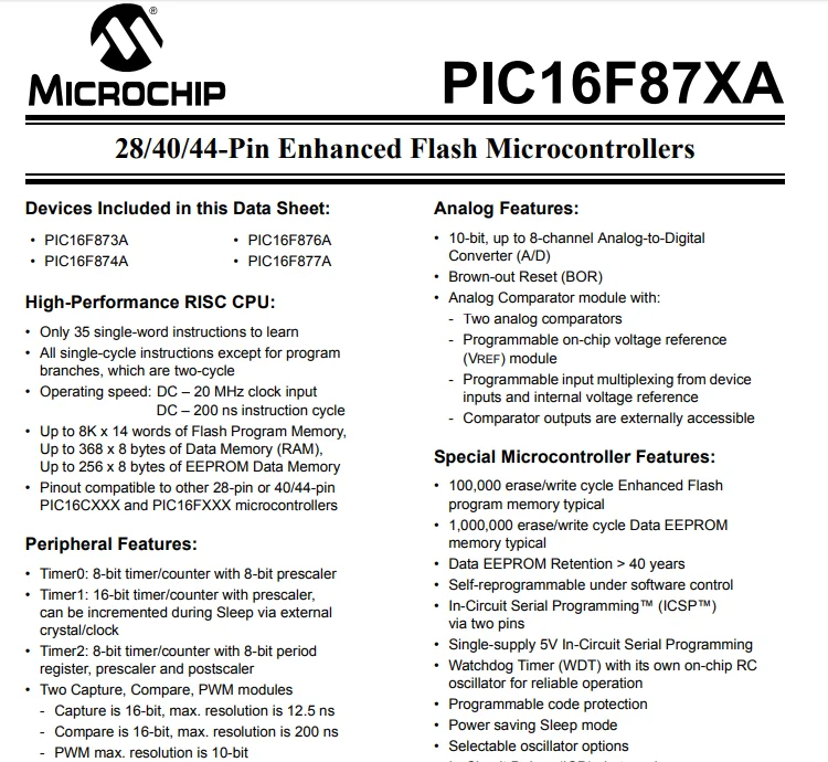 16F877A PIC16F877A 마이크로 컨트롤러 PIC 16F877A PIC16F877A-I/P DIP40 플래시 IC 8 ...