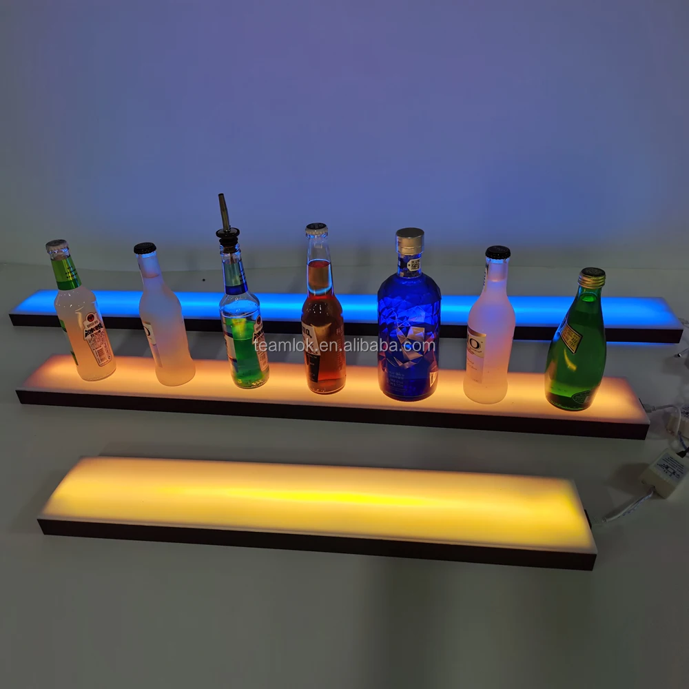 LED Liquor Bottle Display Shelf - Custom Floating Lighting