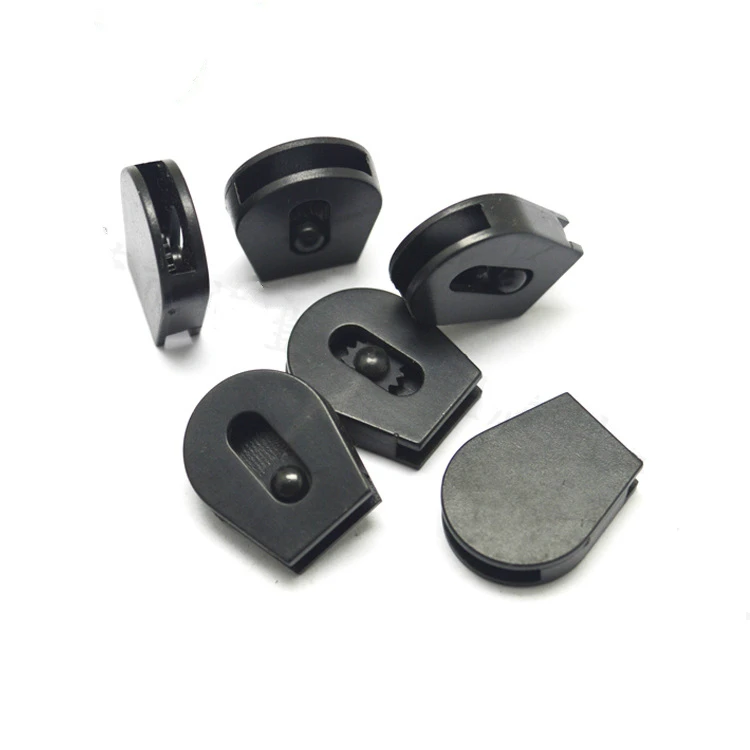 Drawstring Sliding Black Plastic Wheel Cord Lock Ends Stopper