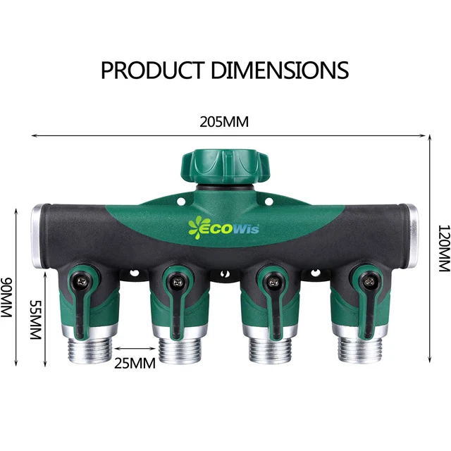 1 to 4 Way Water Splitter 2 Way Hose Splitter Garden Hose Splitter ...