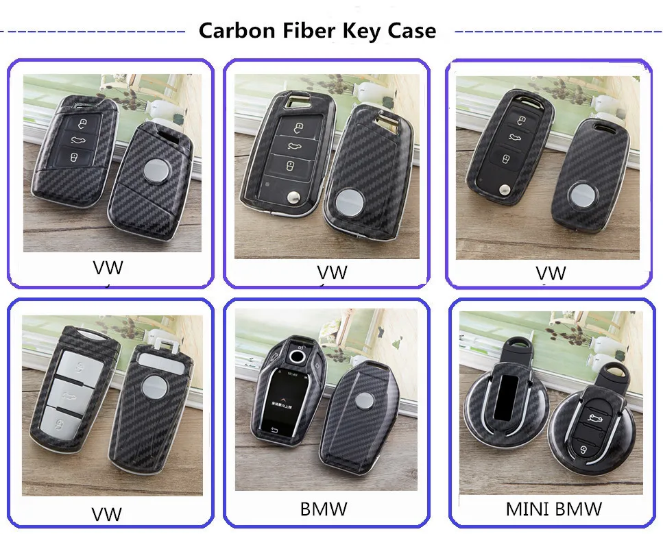 Carbon Fiber Car Key Case Cover Fob For Citroen C4l Cactus C5 C3 C6 C8 ...