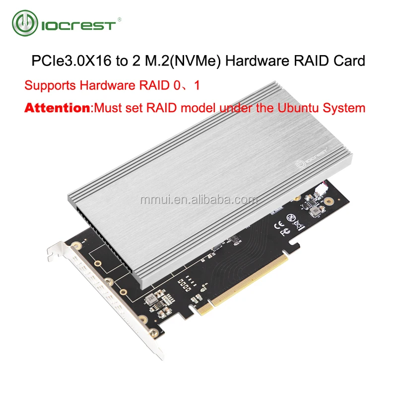 Dual M.2 NVMe Ports RAID to PCIe 3.0 X16 Interface ( X8 Bandwidth) Bifurcation Riser Controller ...