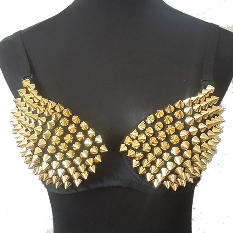 Sexy Disco Party Metallic Punk Rivets Dance Bra| Alibaba.com