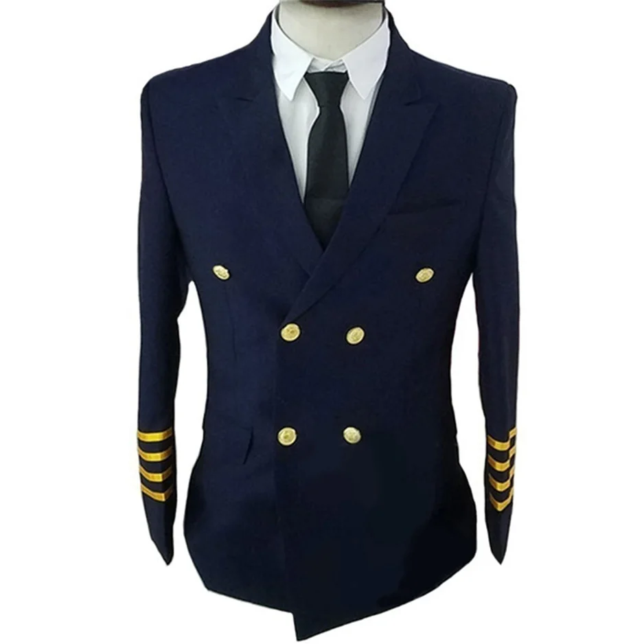High Quality Men Airline Pilot Captain Suit Aviator Costume Uniform ...