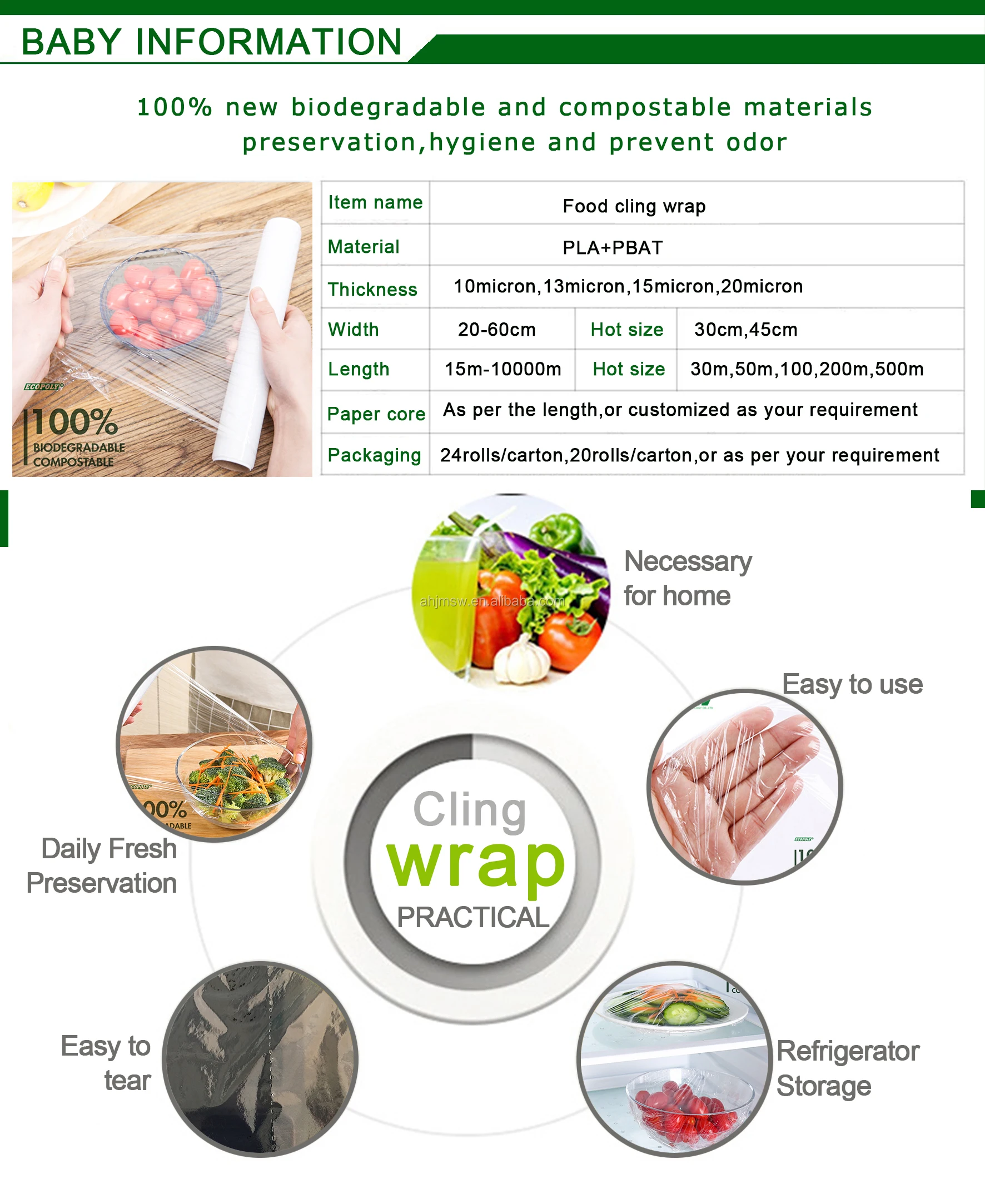 Eco Degradable And Compostable Pla Cling Wrap Supplier From China - Buy Pla Cling Wrap,Eco ...