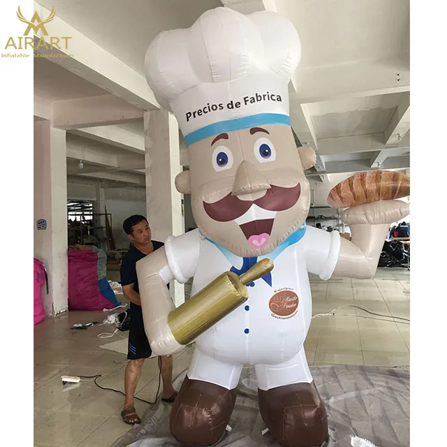 Muñeco inflable personalizado de chef de 3m para publicidad en food shops