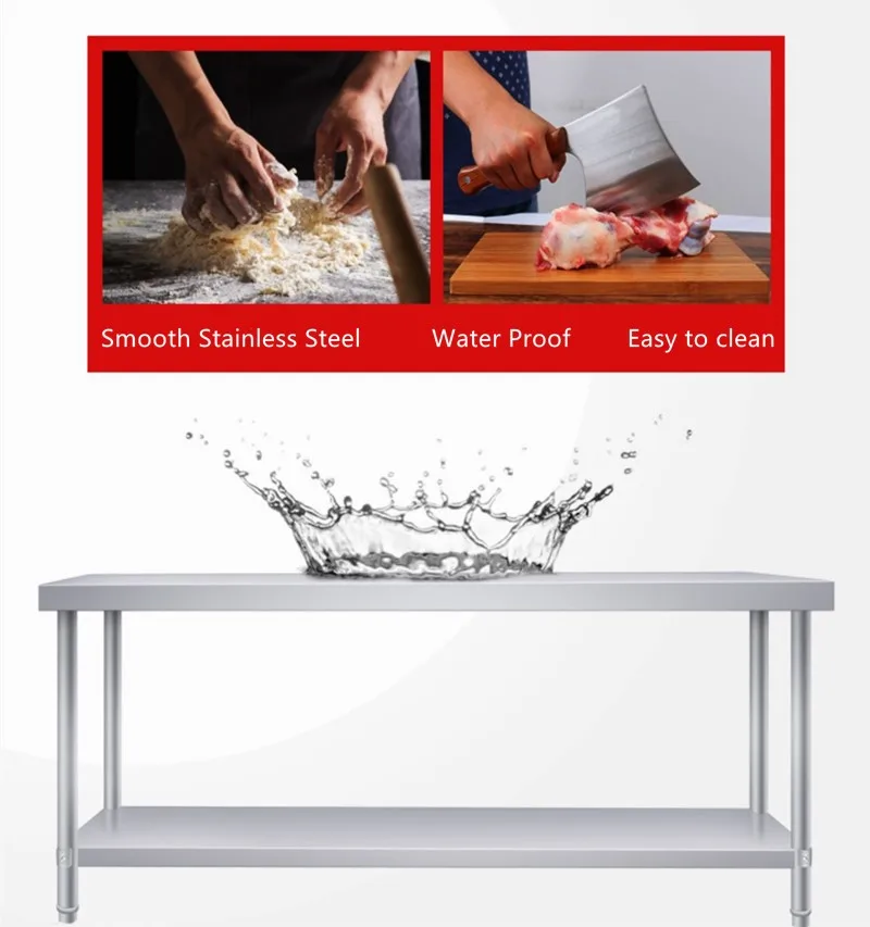 Commercial Kitchen Double Layer 304 Stainless Steel Work Bench ...