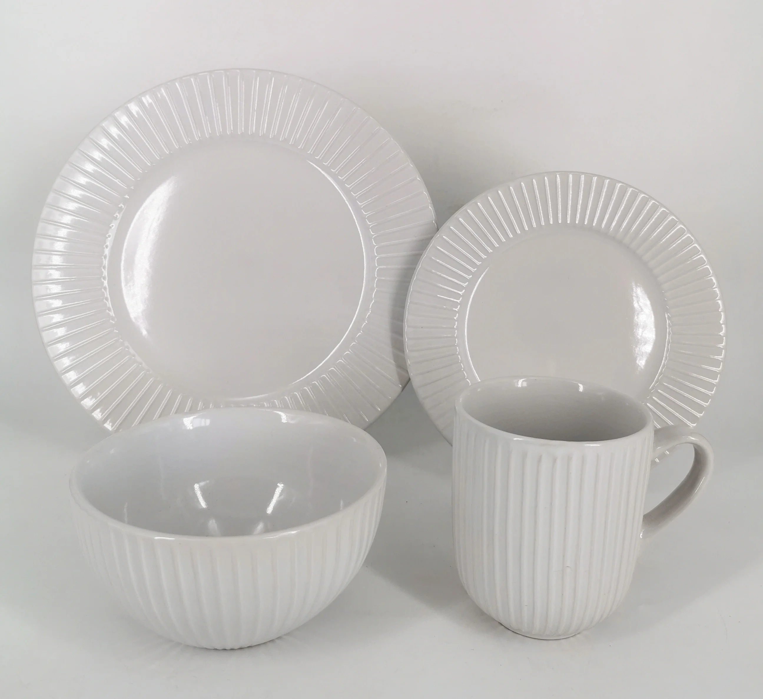 Home Use Elegant Blue Color Ceramic Embossed Tableware Solid Color ...