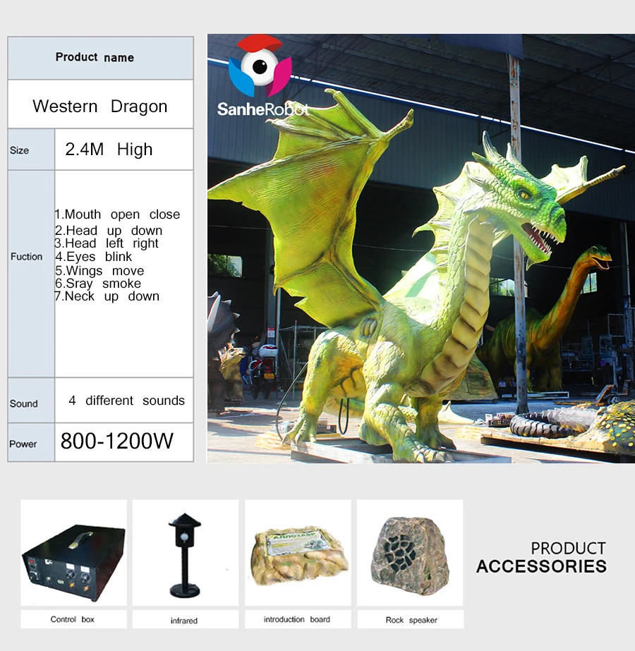 SH-RC003 Chinese Animatronic Dragon with Large Wings