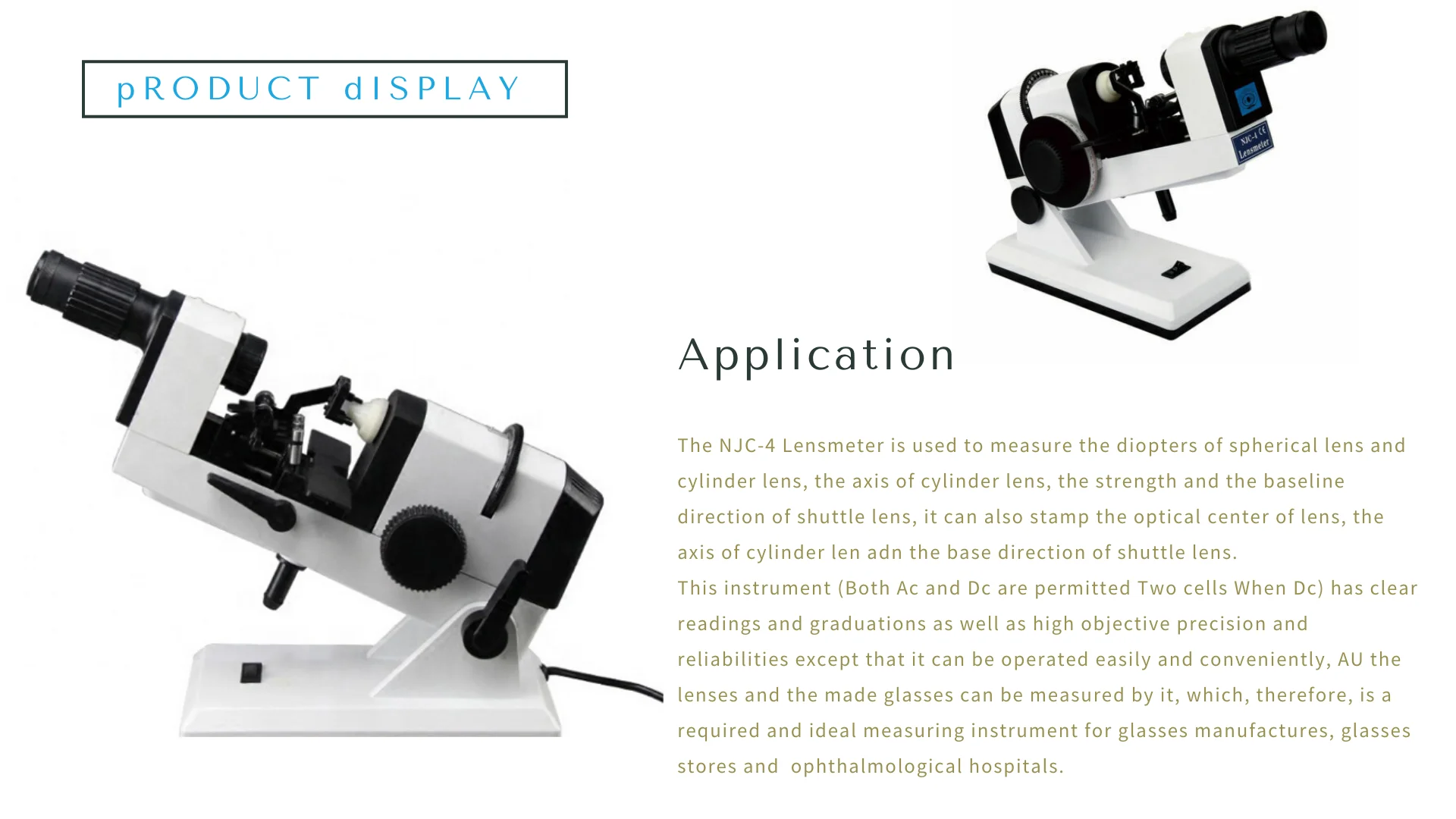 Manual Lensmeter NJC-4 Focimeter Lensometer Optometry Optic Machine AC ...