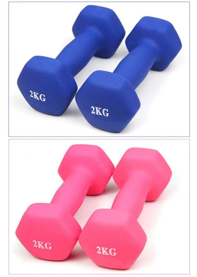Cute Workout Girl Fitness Women Neoprene 10kg Plastic Coated Dumbbell ...
