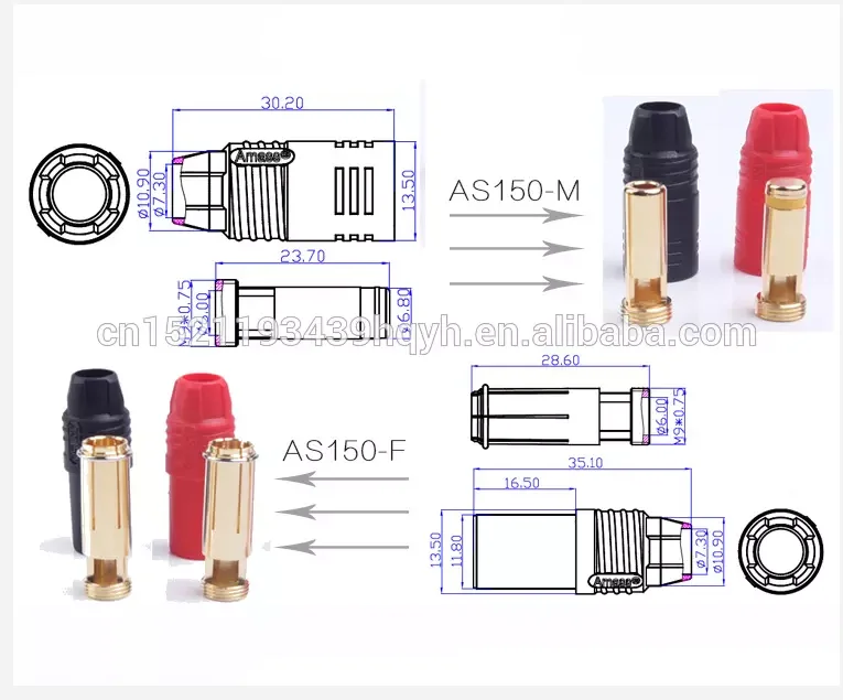 Amass AS150 Plug Red Black Gold Plated Banana Plug 7mm Male Female Anti ...