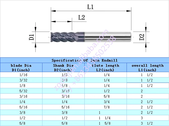 DL 1 Inch 1mm 2mm 6mm 3/4 1f Spiral Single Flute 2flute 4flute 6 Fluets ...