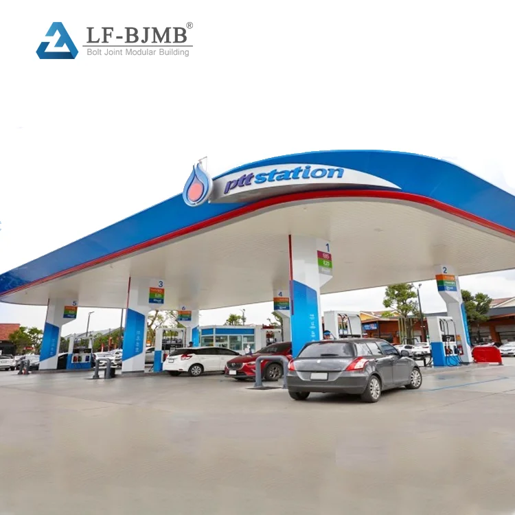 LF OEM Prefabricated Construction Roof Gas Filling Station Canopy