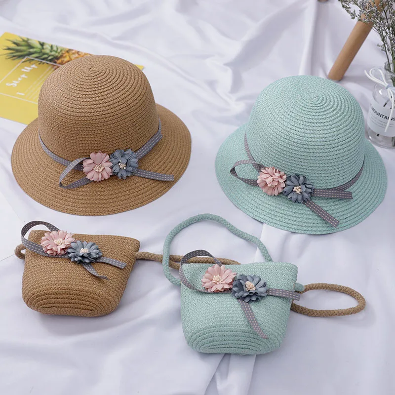 Summer Cute Hats And Straw Bags Kids Girls Gift Beach Sets - Buy Straw ...