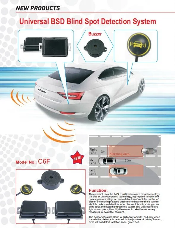 Car Blind Spot Detection System 24ghz Bsd Microwave Warning Sensor ...