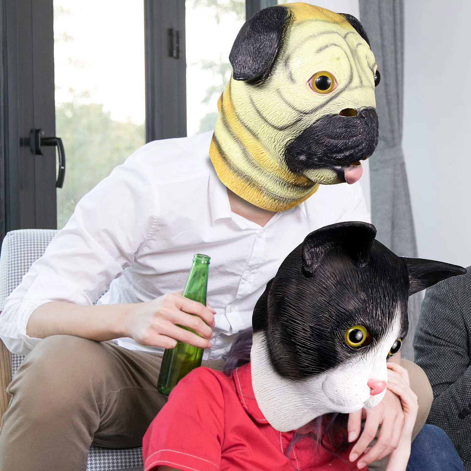 Molezu Realistic Pug Puppy Dog Latex Mask Party Costume Sharpei Dog ...