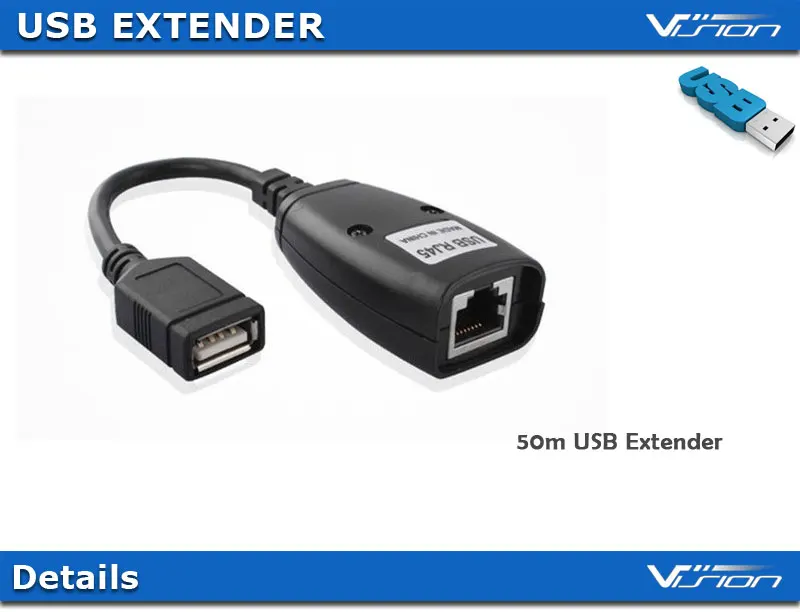 USB 2.0 Extender to RJ45 over Cat5/5e16 Connection W/5V/2A Adapter