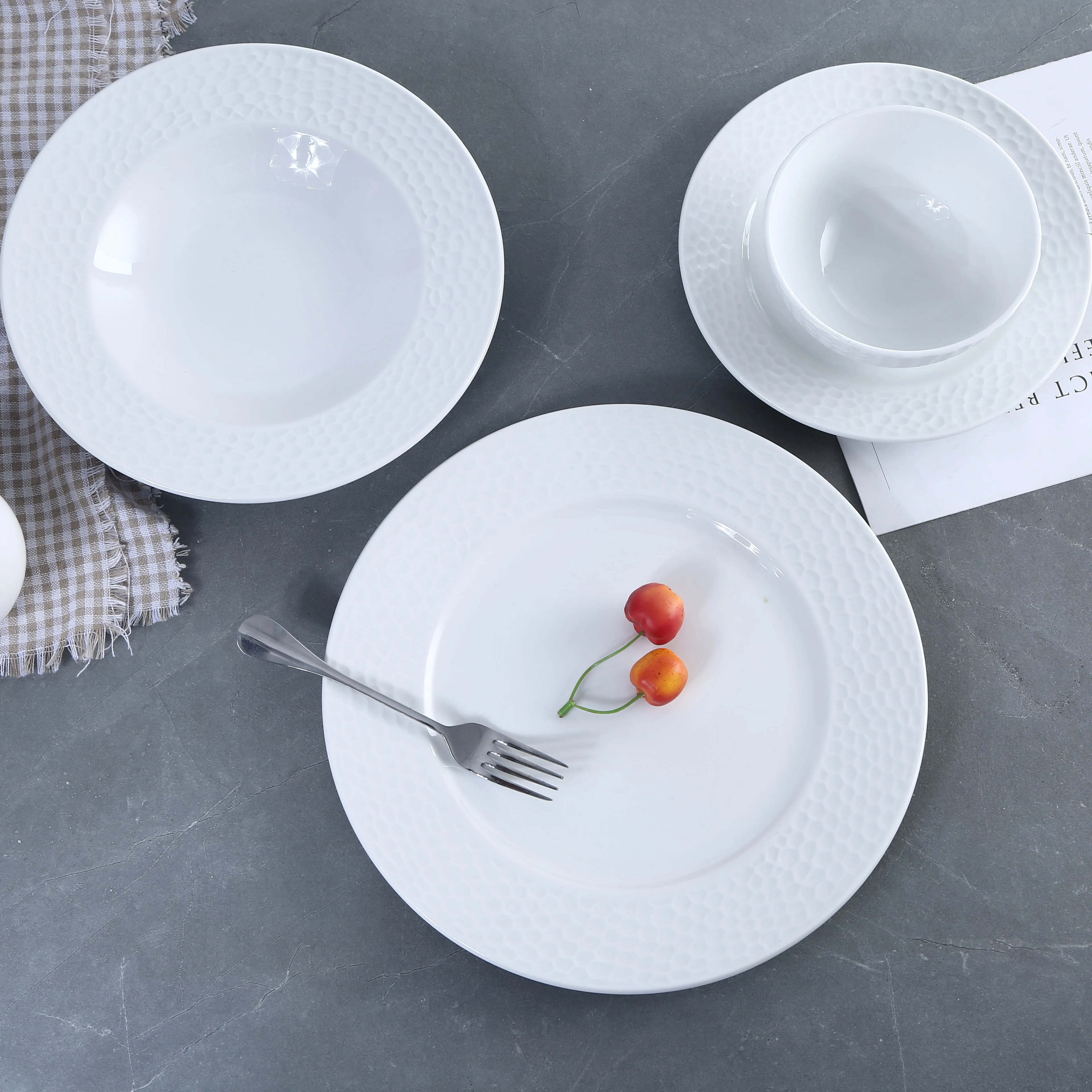 Engraving Dinner Set Embossed Ceramic Dinnerware Customized Design ...