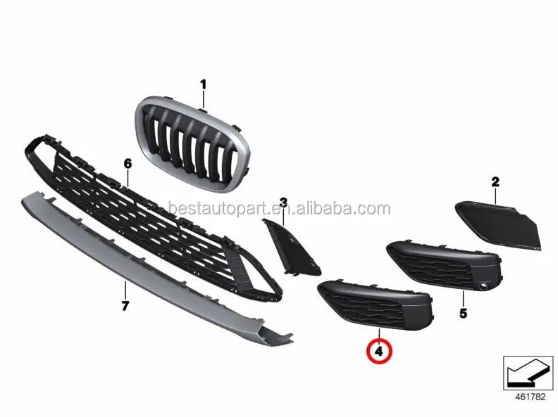 BMW X1 F48 F49 Front Bumper Lower Grill - OE#51117453989