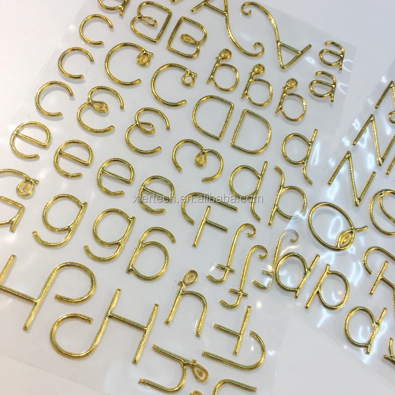 3d Self Adhesive Alphabet Letter Stickers - Buy Gold Alphabet Sticker ...