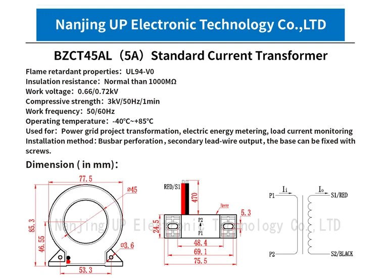 Toroidal Closed Loop Current Transformer Sensor BZCT45AL