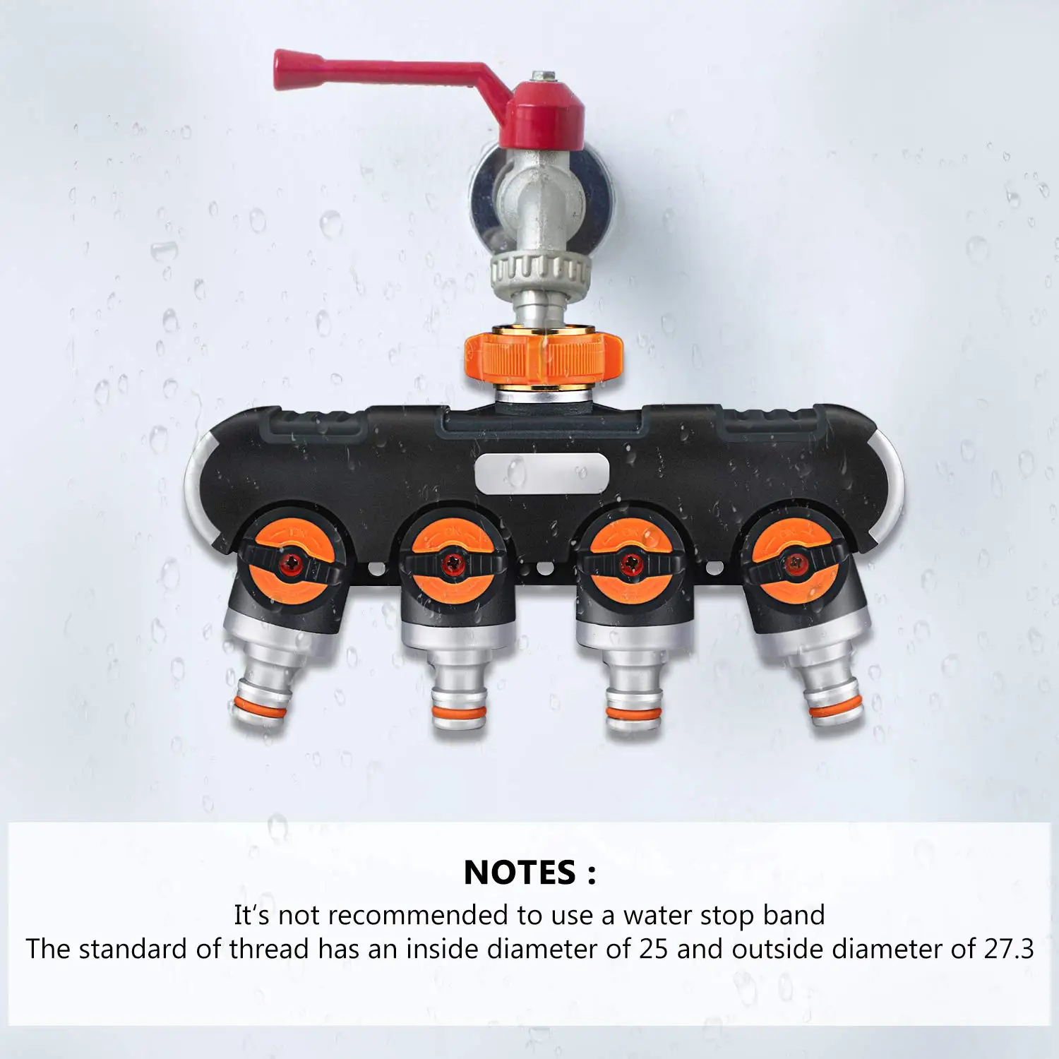 4 Way Garden Hose Splitter Outdoor Utility Four Channel Water ...