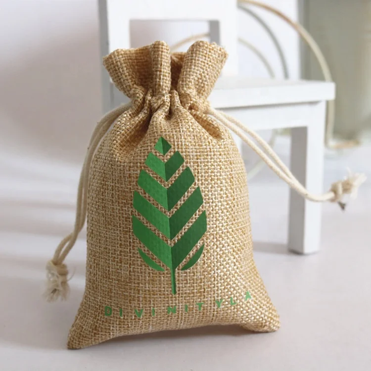 Natural Small Hemp Pouches Drawstring Jute Gunny Bag Wholesale Hemp ...