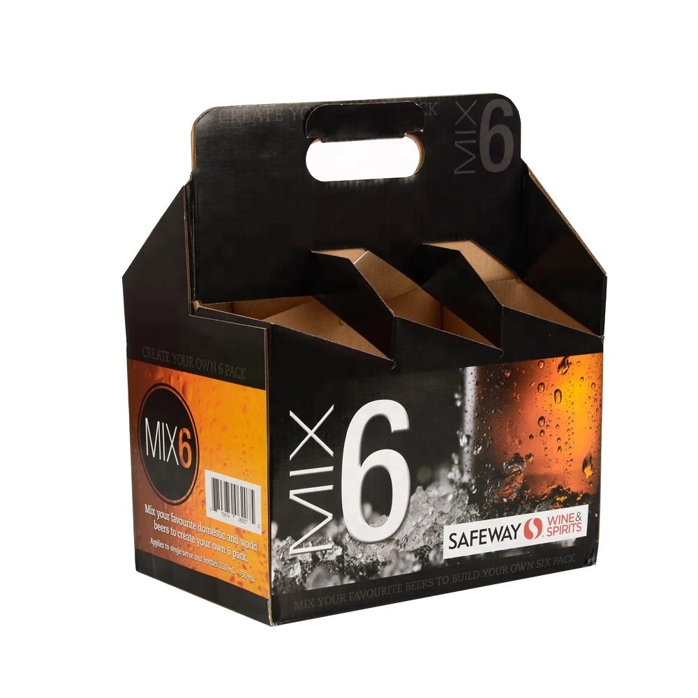 Custom Carton Cardboard Beer Bottle Carrier Box Six Pack Beer Box Beer ...