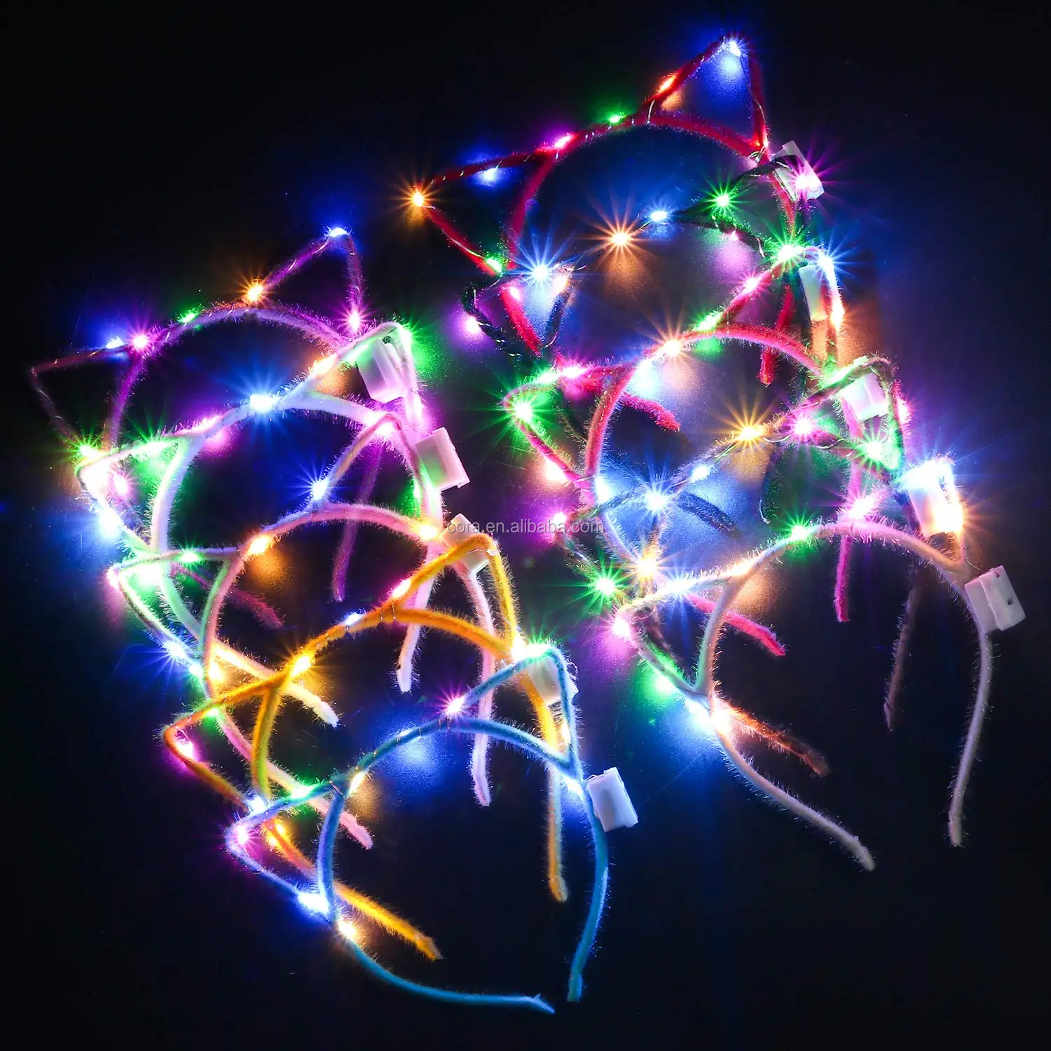 Halloween Bowknot Led Glow Hairbands Led Light Up Flashing Headband ...
