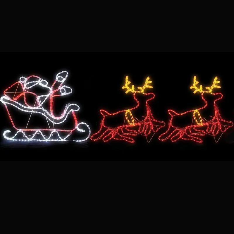 Outdoor Waterproof 2d Santa Sleigh Reindeer Motif Light For Christmas ...