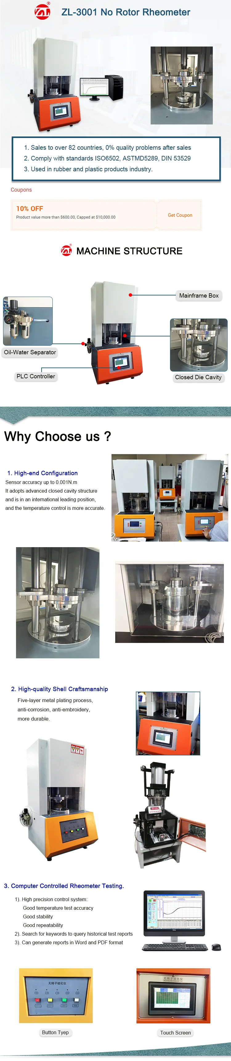 Rheometer Machine MDR Rotational Rheometer - ZL-3001