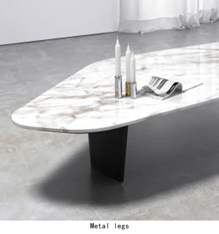 Modern Irregular Shape White Marble Top Coffee Table